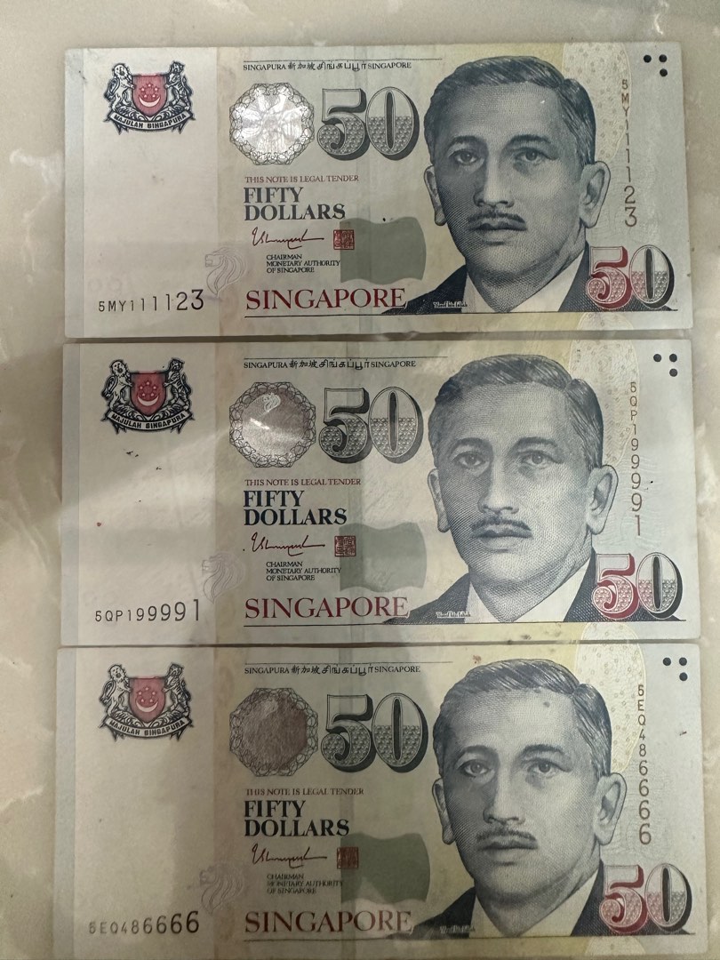 SGD 50 NOTES with suited numbers, Hobbies & Toys, Memorabilia ...
