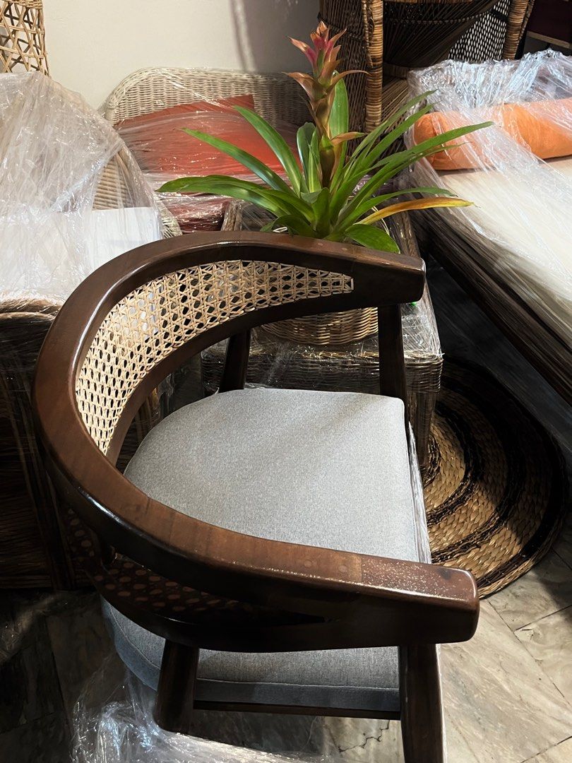 SOLID MAHOGANY WOOD SOLIHIYA WEAVED DINING CHAIRS on Carousell
