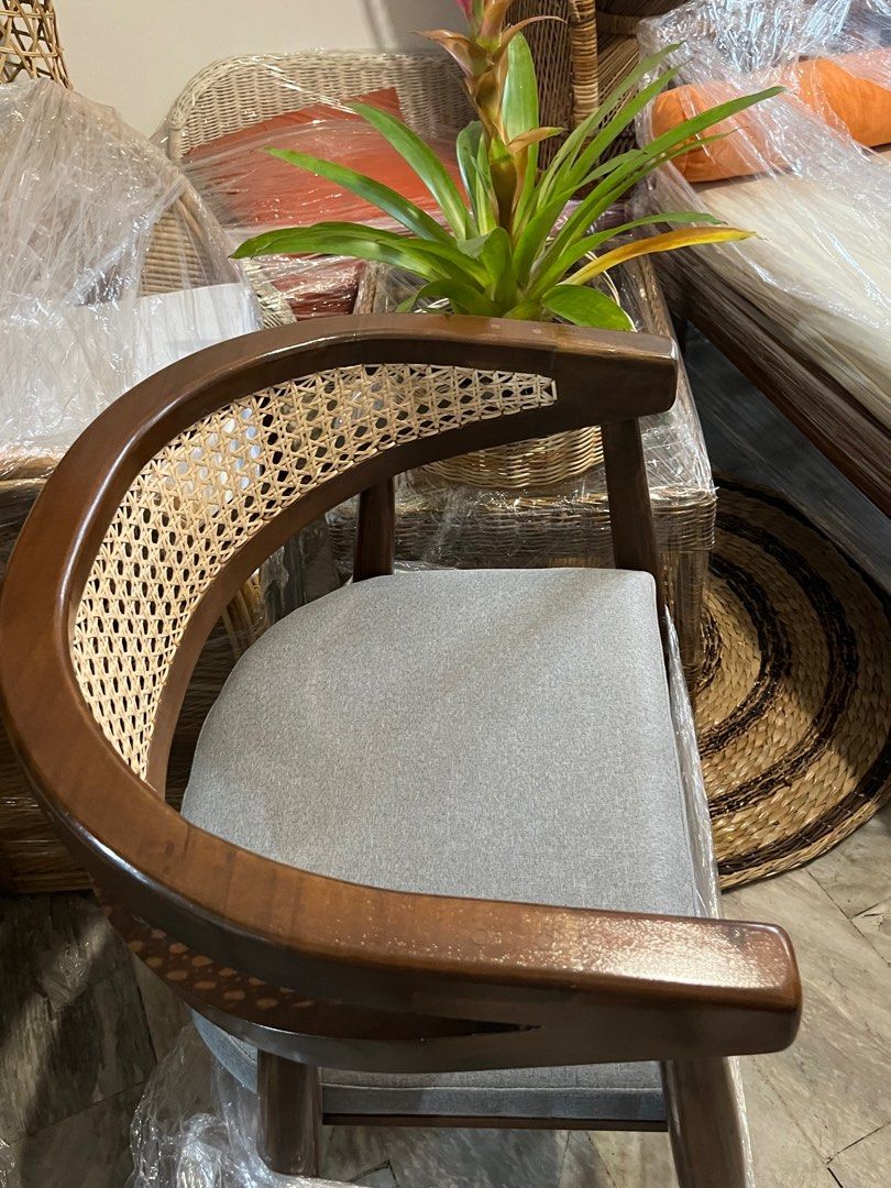 SOLID MAHOGANY WOOD SOLIHIYA WEAVED DINING CHAIRS on Carousell