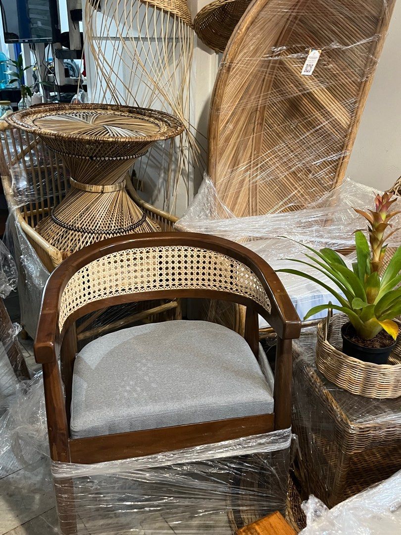 SOLID MAHOGANY WOOD SOLIHIYA WEAVED DINING CHAIRS on Carousell