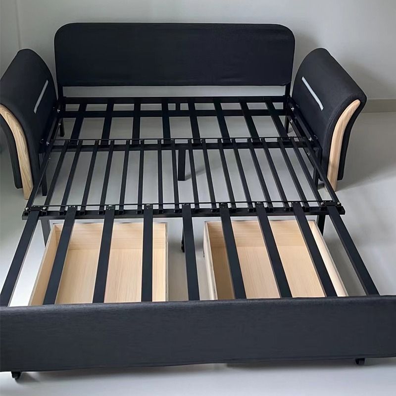 Solid wood sofa bed living room multi-functional dual folding double ...