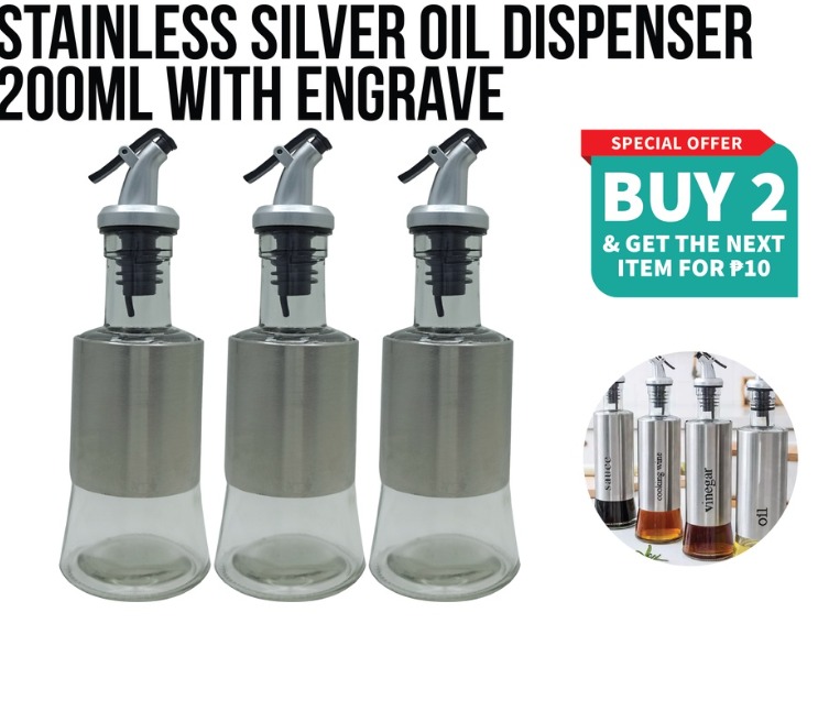 Stainless Steel Top Glass Body Oil & Condiments Dispenser 200ml, 300ml ...