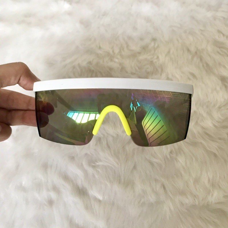 SunglassUP 80's Neon Semi Rimless Style Retro Rainbow Mirrored ...
