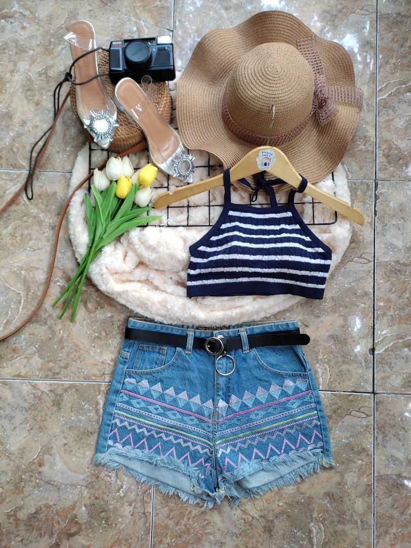 Tanktop sport bra cup bra helterneck rajut blaster navy putih bikini ...