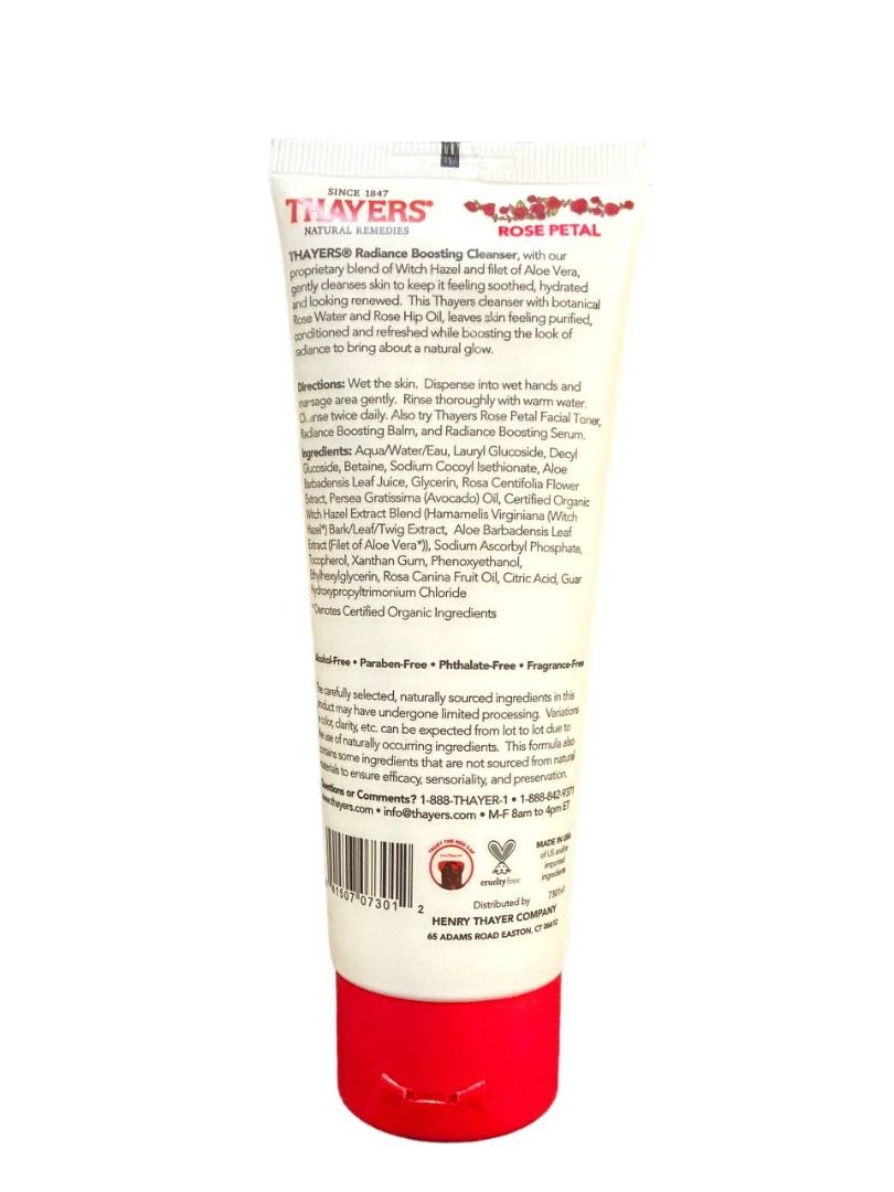 Thayers Rose Petal Radiance Boosting Cleanser with Vitamin C and Vitamin E 118mL, Beauty ...