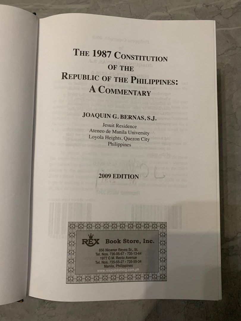 The 1987 Constitution of the Republic of the Philippines: A Commentary ...