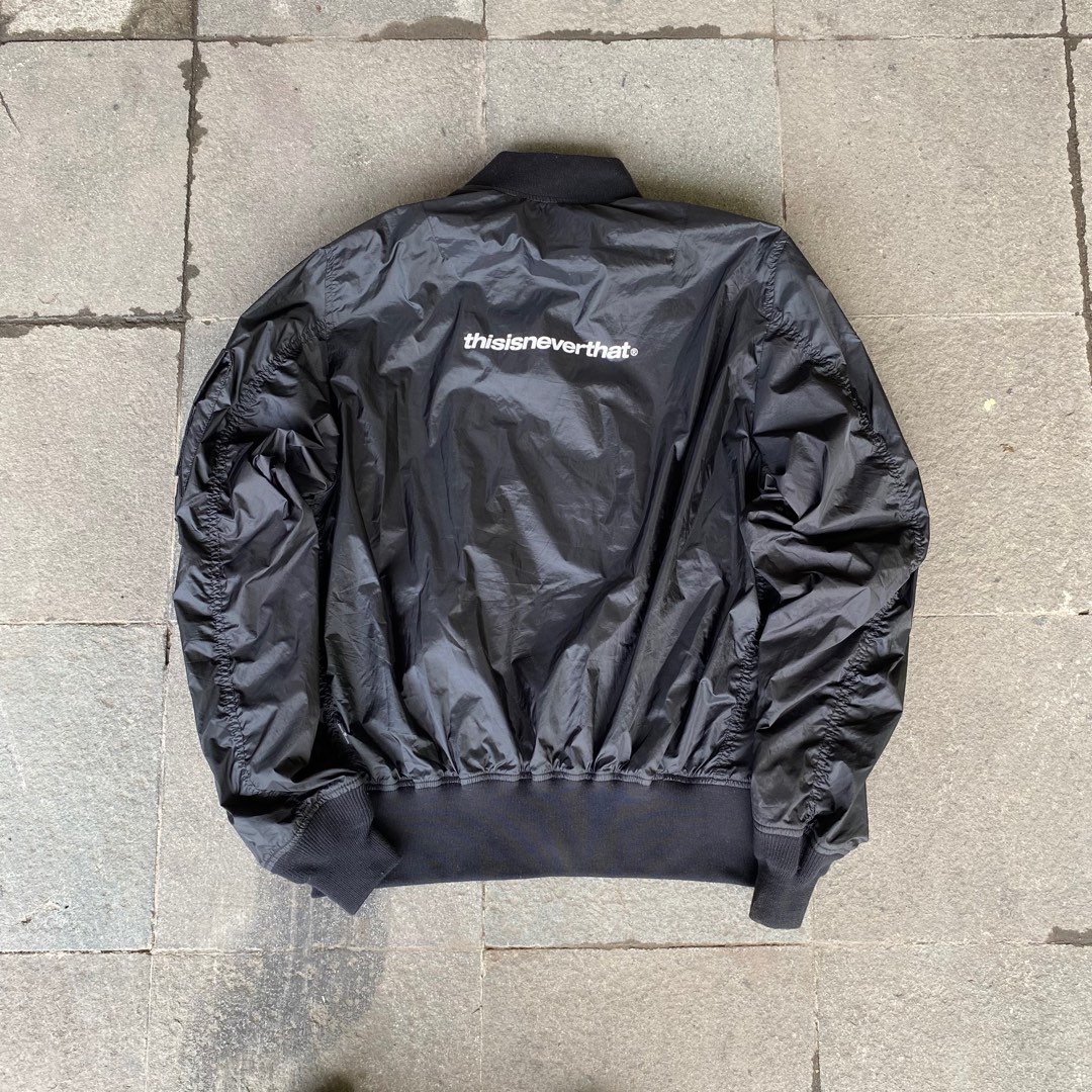 Thisisneverthat Nylon Bomber Jacket Black, Fesyen Pria, Pakaian , Atasan di Carousell