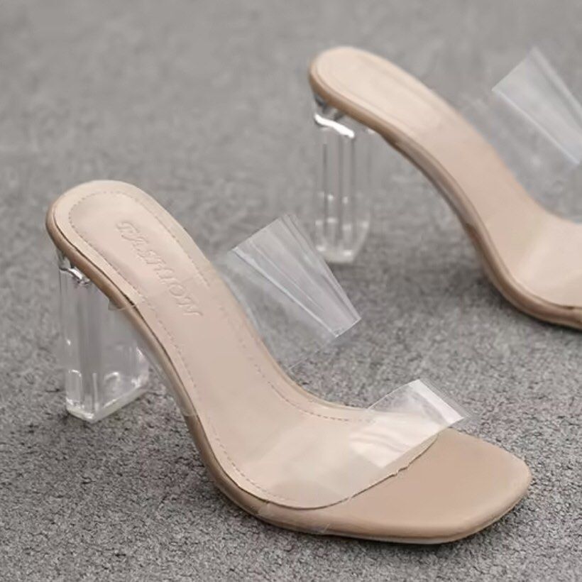 Transparent glass heels, Women's Fashion, Footwear, Heels on Carousell
