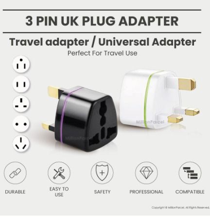 UK/SG 3 Pin Plug Power Converter | UK 3 Pin Plug Adapter | Travel ...