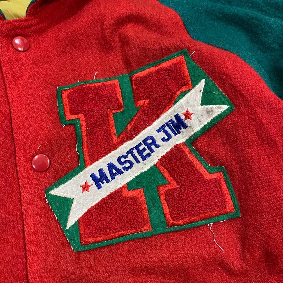Vintage 80s Master Jim Letterman Varsity jacket Pure Wool Quilted lined ...