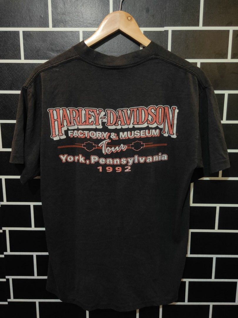 Vintage Harley Davidson York Museum Dated 1992 Shirt, Men's Fashion, Tops & Sets, Tshirts & Polo ...
