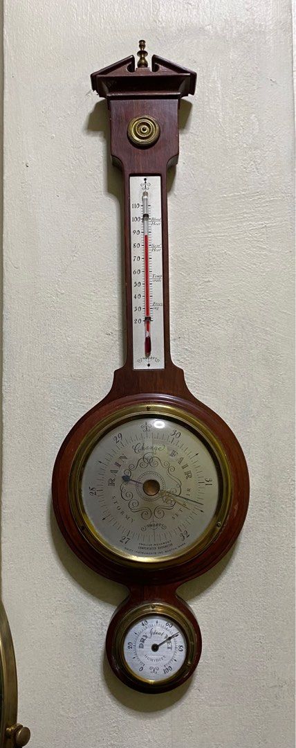 Vintage Wood Airguide Weather Station Thermometer Barometer Hygrometer ...