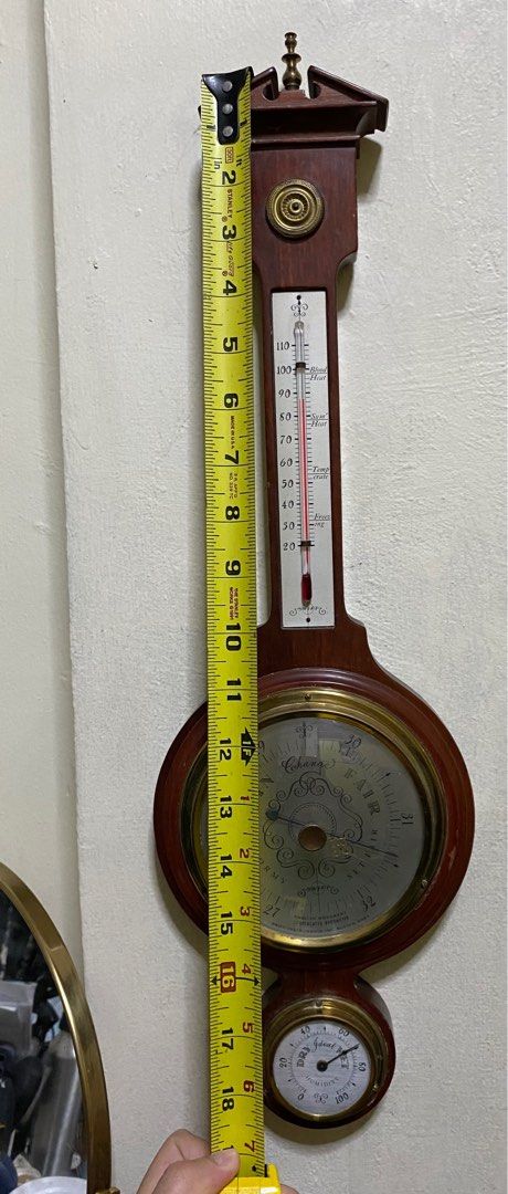 Vintage Wood Airguide Weather Station Thermometer Barometer Hygrometer ...