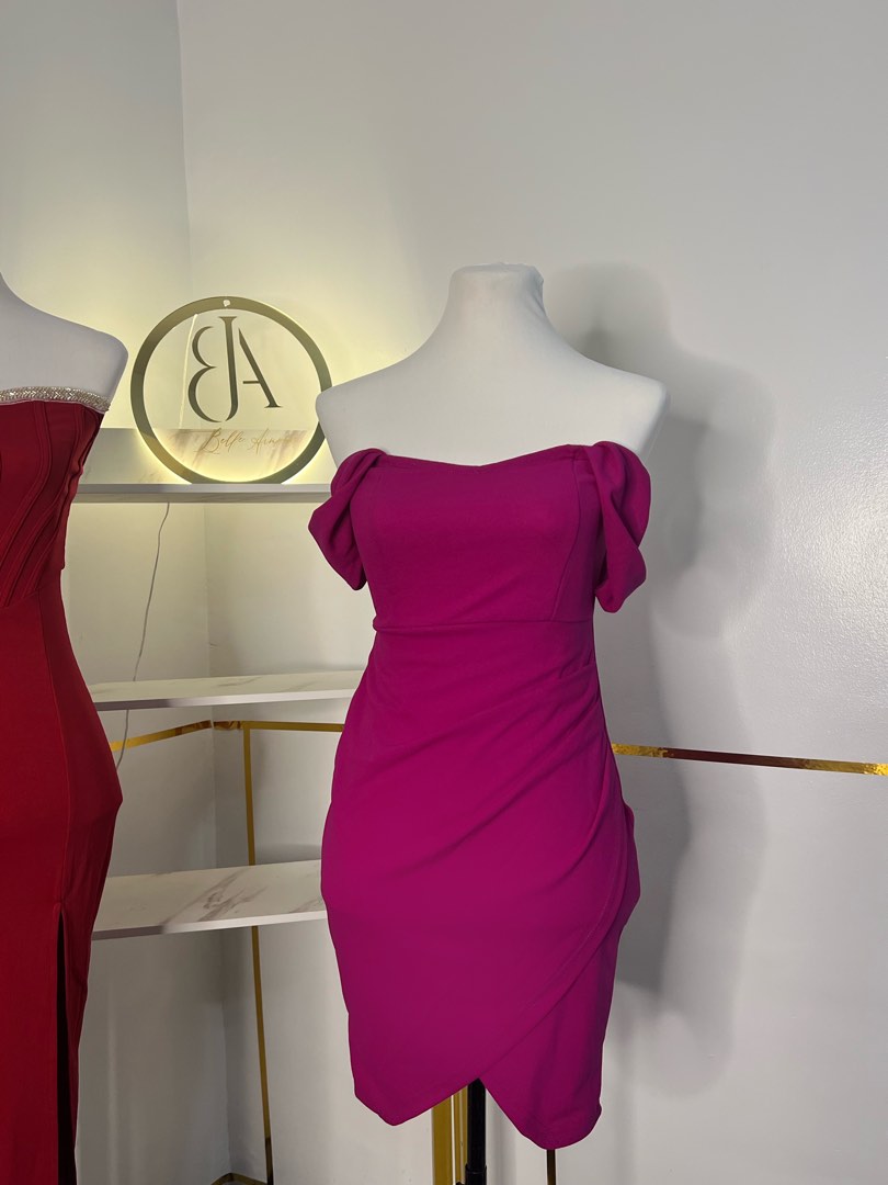 VIOLET PINK OFF SHOULDER BODY CON DRESS SEMI FORMAL PERFECT FOR DATE ...