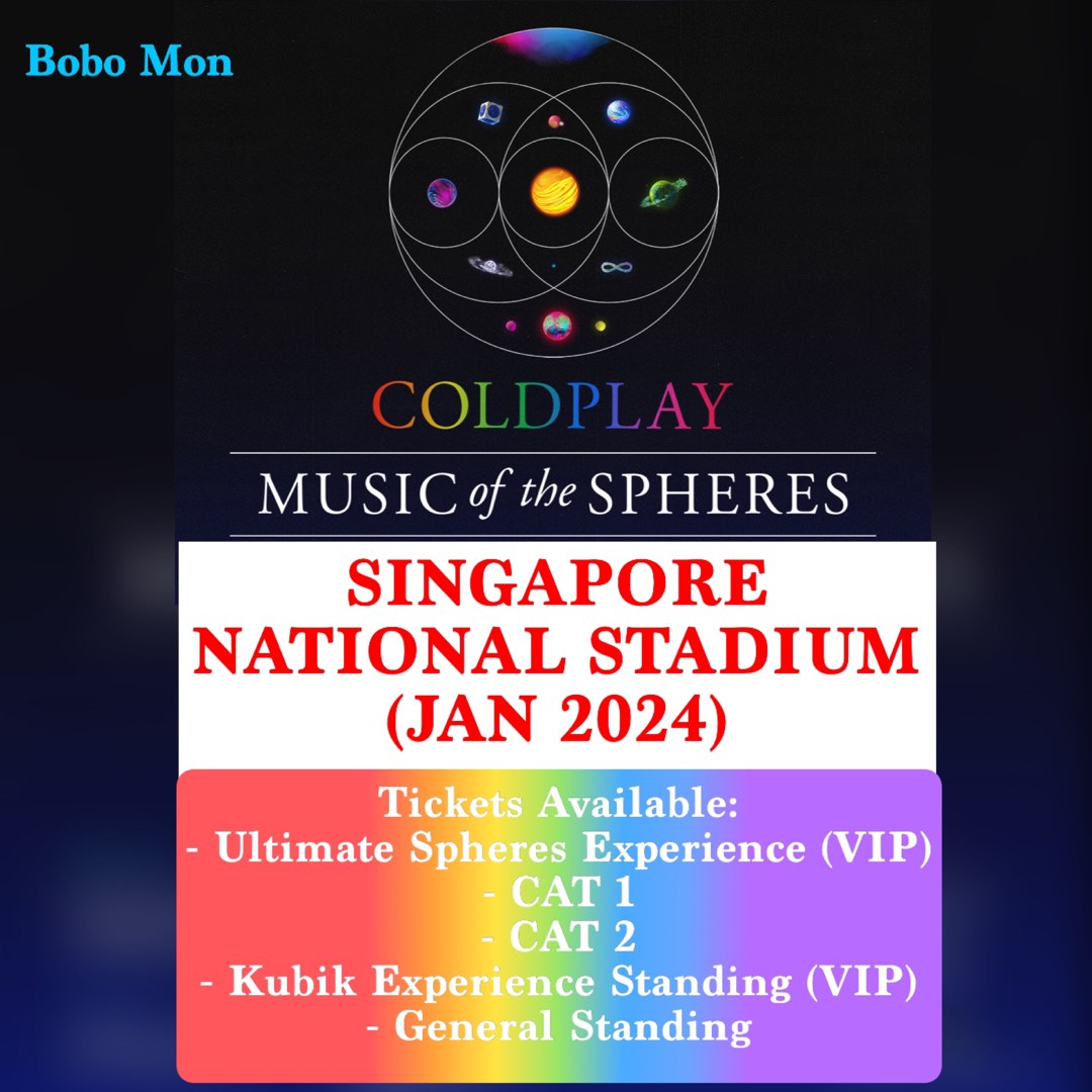 Coldplay Singapore - National Stadium Concert Tickets!, Tickets ...