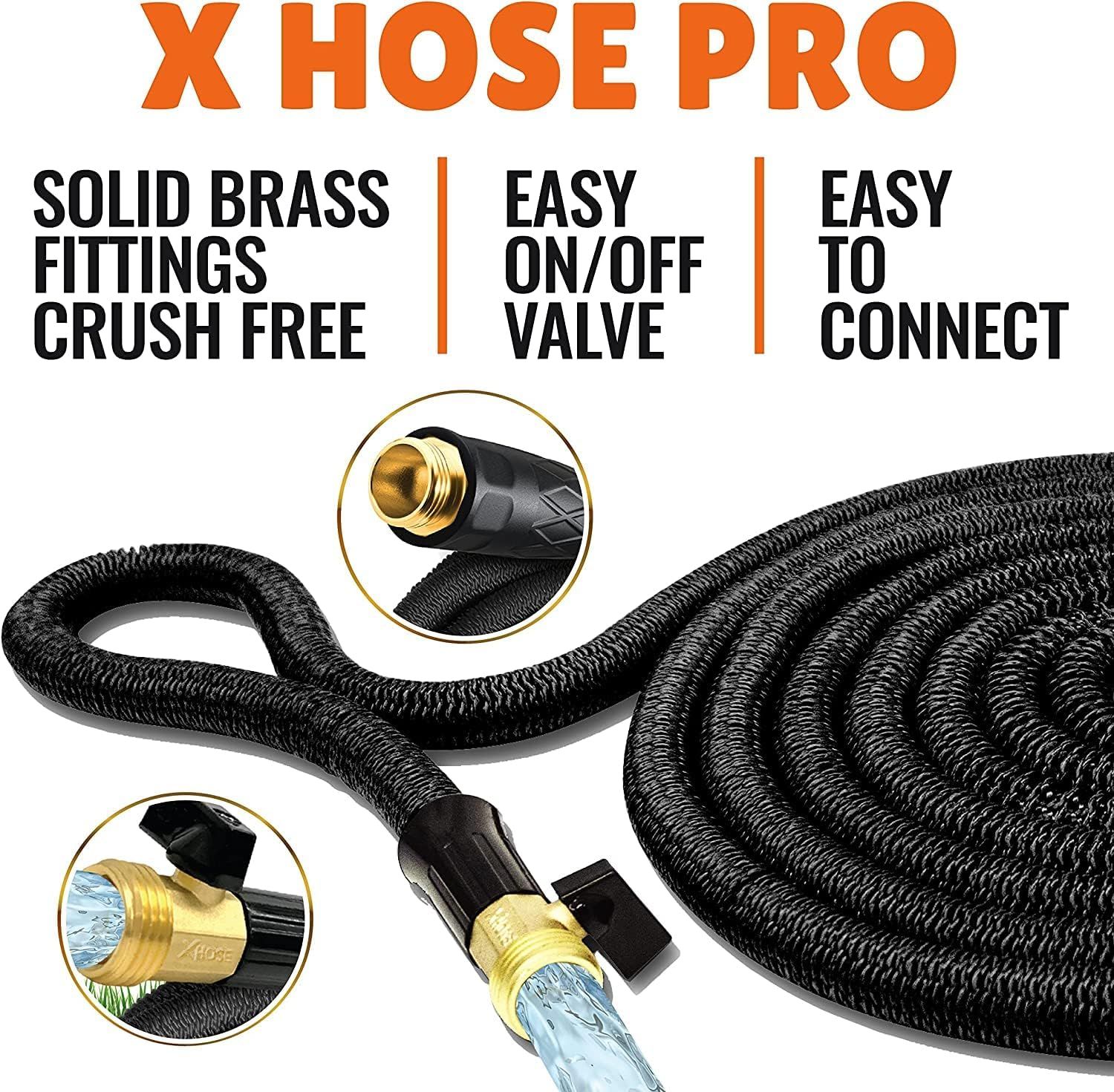 X-Hose Pro Expandable Garden Hose 100 Ft, Heavy Duty Lightweight ...