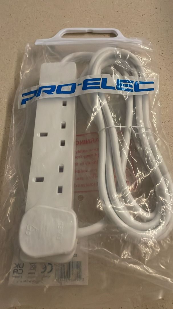 2702) Pro-elec 4 Gang 4 Way Extension Lead Extension Socket Extension ...