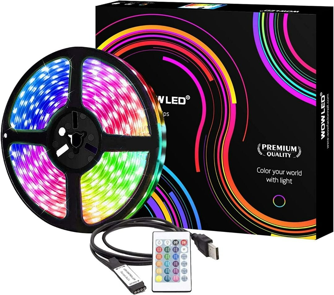 2942) WOWLED RGB LED TV BACKLIGHT 2M 60LEDS USB POWERED MULTI COLOR SMD 5050 LIGHTS STRIP KIT ...