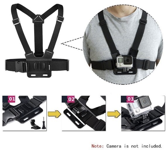 3pcs/set Chest Mount Strap / Harness with J Hook and Screw for Action ...