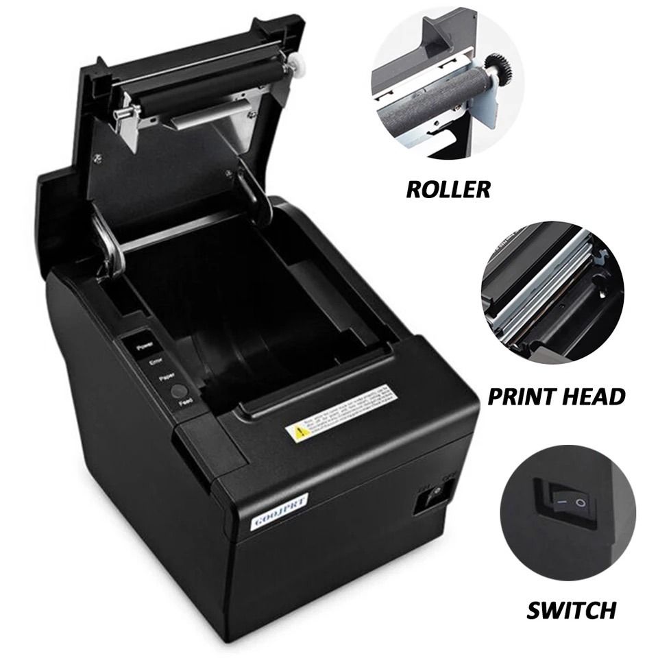 80mm Thermal Receipt Desk Printer Automatic Cutter Restaurant Kitchen ...