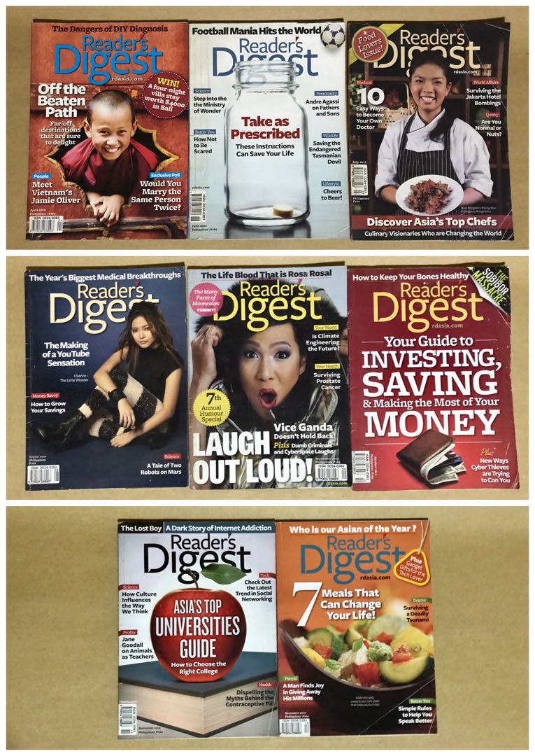 [8 Issues] 2010 Reader's Digest Asia Magazines | Andre Agassi | Charice ...