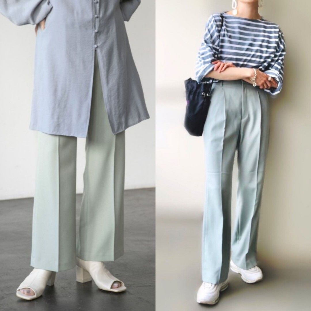 Authentic Lowrys Farm lanatech flared pants in sage green L, Fesyen Wanita, Pakaian Wanita ...