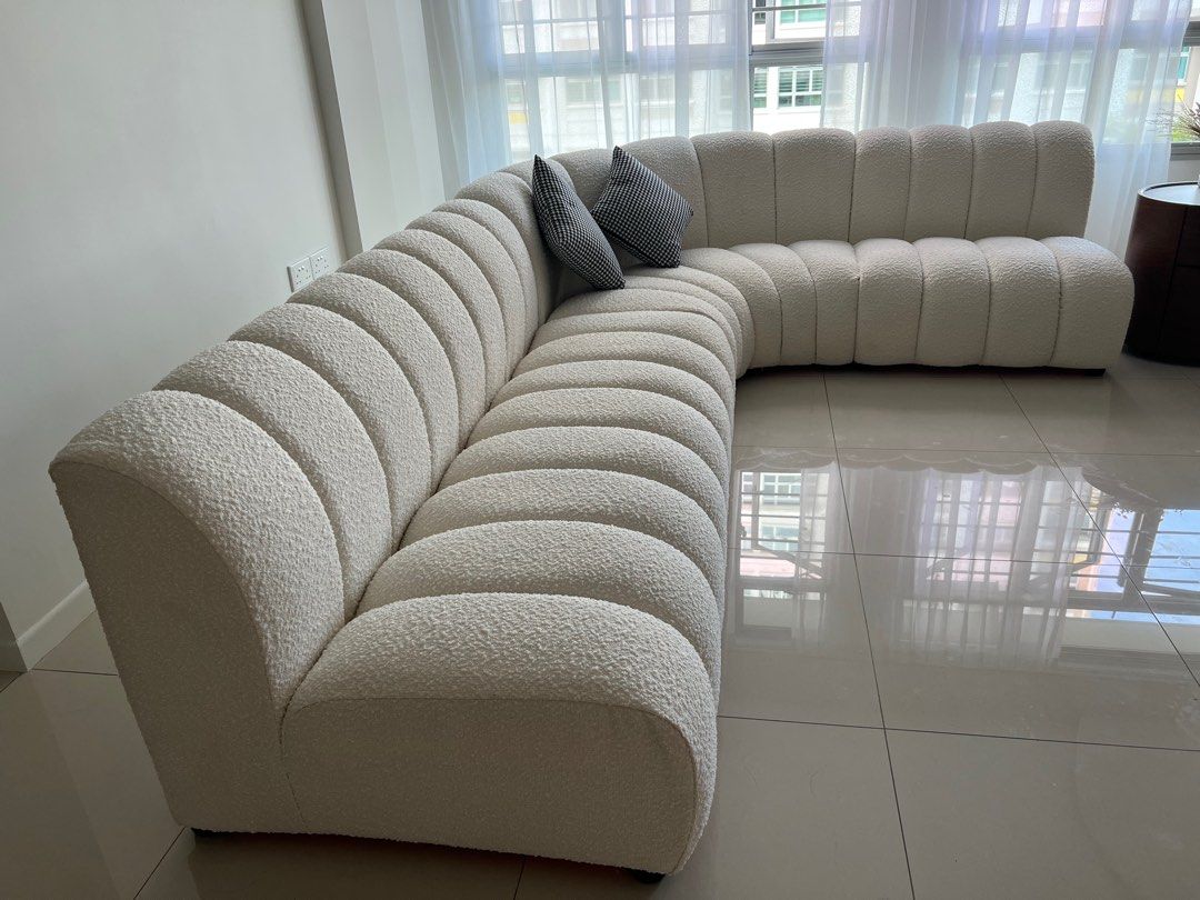Beautiful Boucle sofa L shaped, Furniture & Home Living, Furniture ...