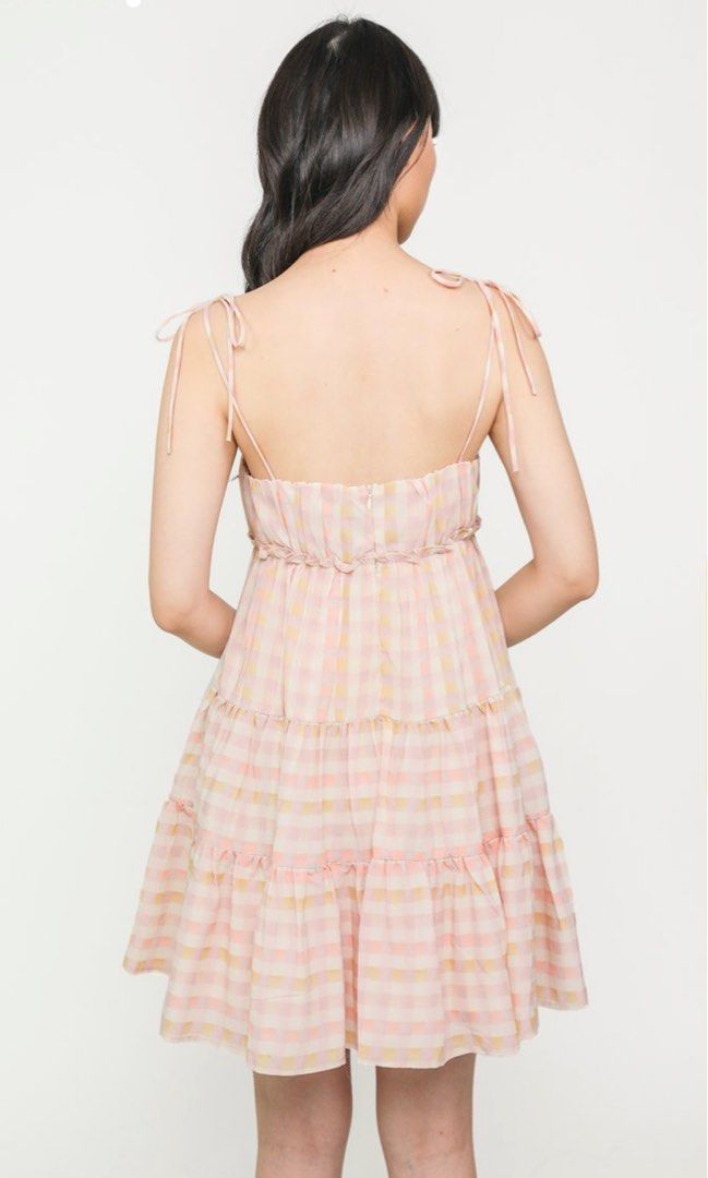 BNWTIP TTR Adelyn Frilly Babydoll Dress (Pink Gingham), Women's Fashion ...
