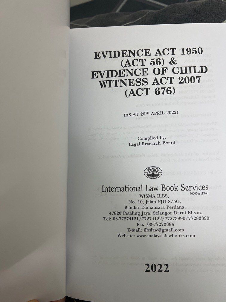 Brand New Evidence Act 1950, Hobbies & Toys, Books & Magazines ...
