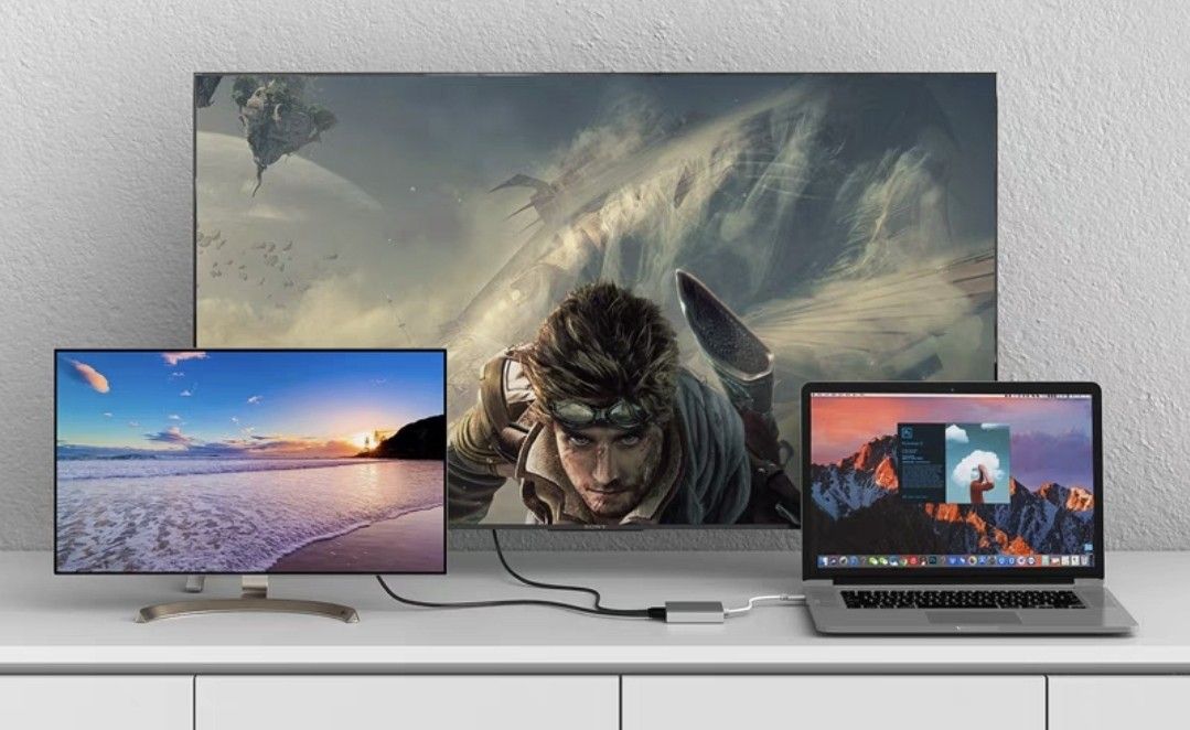 Brand New mini display port DP to HDMI Splitter split screens monitor ...