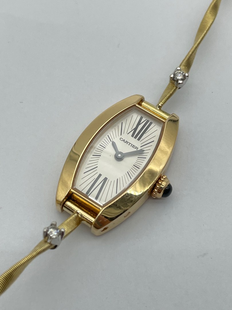 Cartier Mini Tonneau 2592 18k Yellow Gold 19mm Quartz Watch, Women's ...