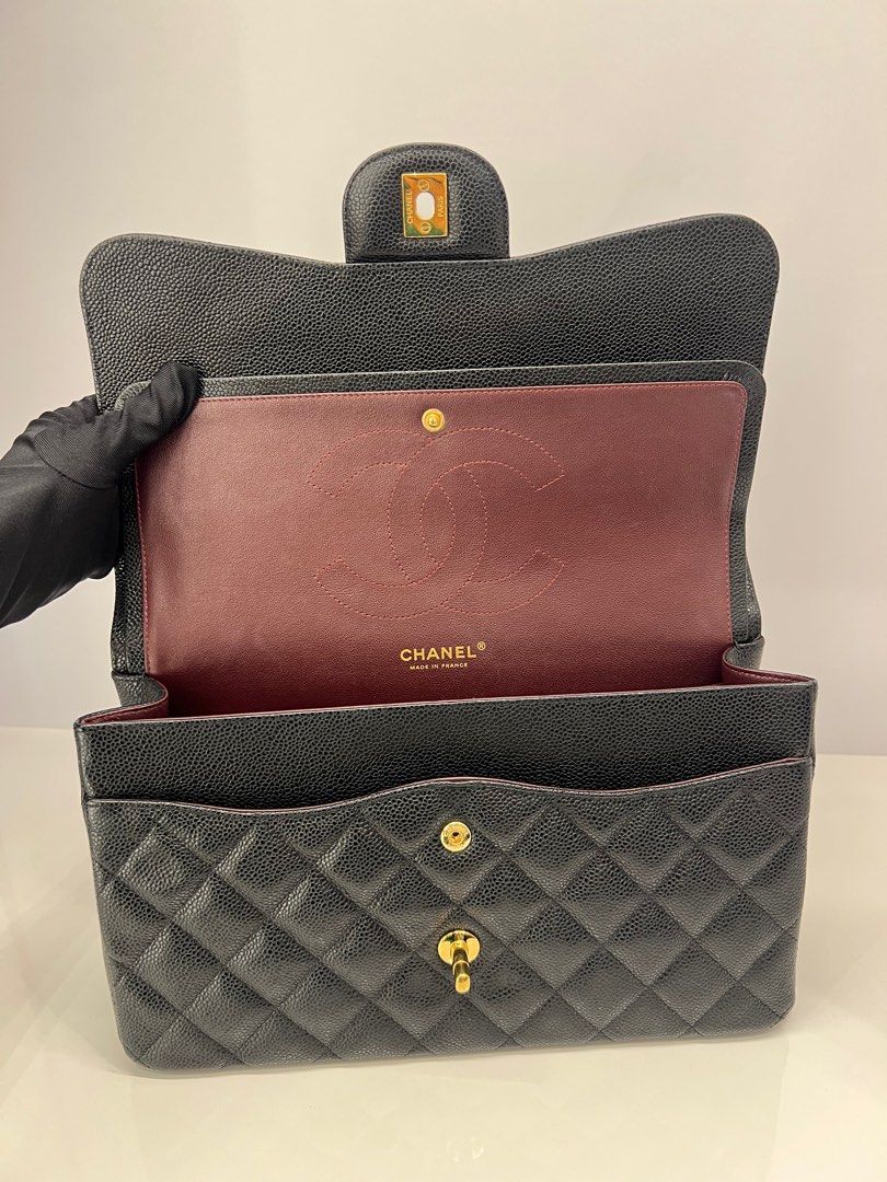 Chanel Large Classic Flap Bag Caviar Black GHW, Luxury, Bags & Wallets ...
