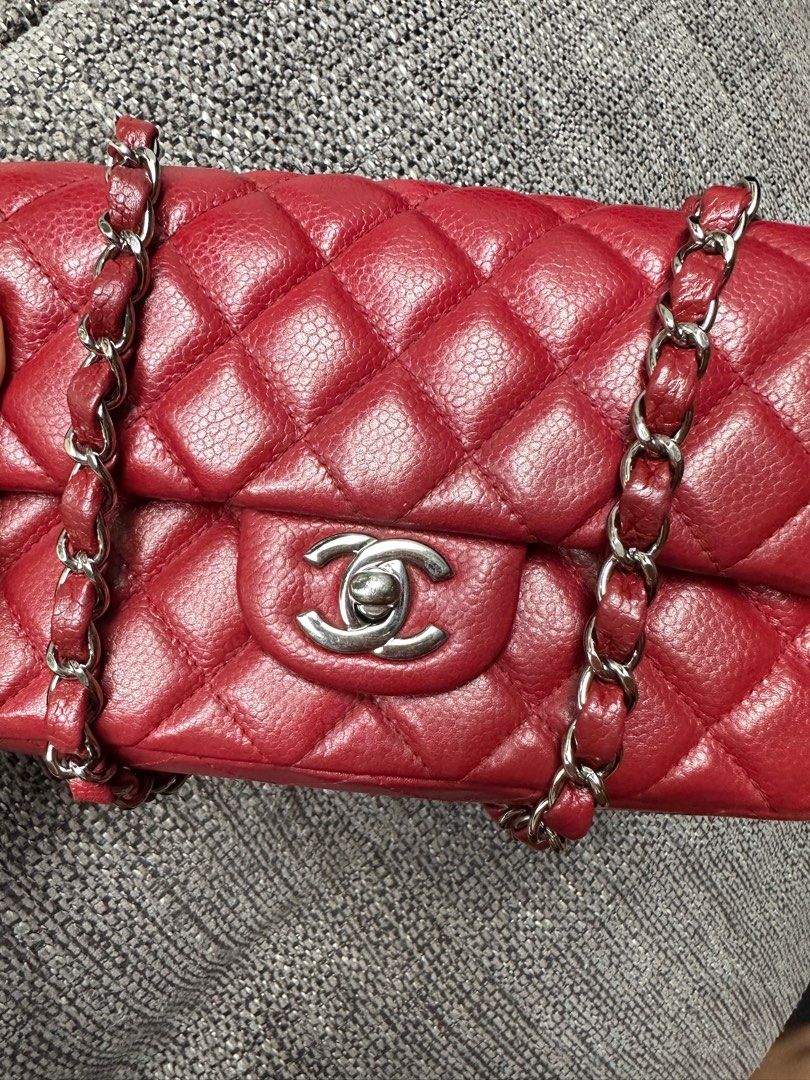 Chanel Mini Rectangular classic flap in deep red caviar and SHW, Luxury ...