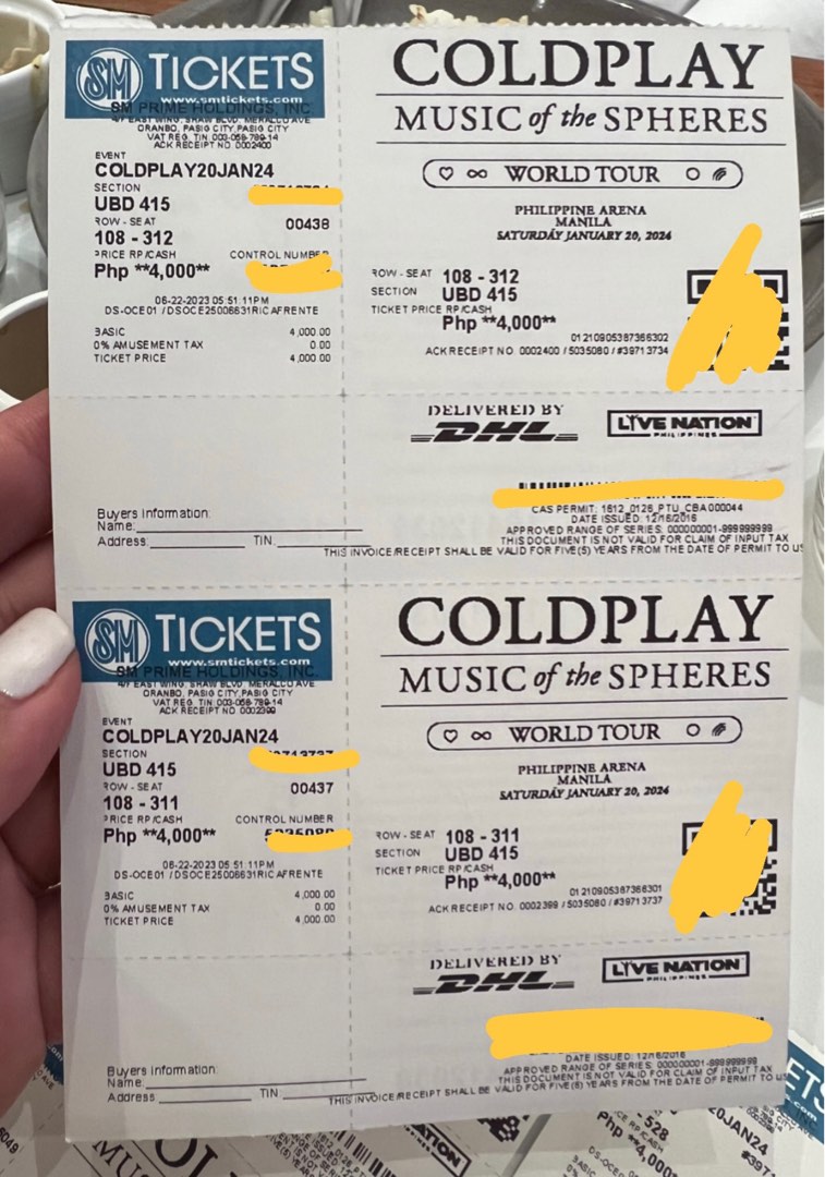 Coldplay Manila Ticket, Tickets & Vouchers, Event Tickets on Carousell