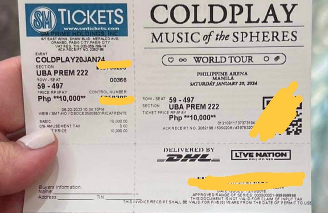 Coldplay ticket SRP, Tickets & Vouchers, Event Tickets on Carousell