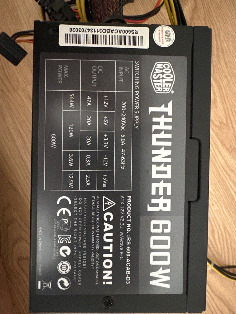 Cooler Master Thunder 600w, Computers & Tech, Parts & Accessories ...