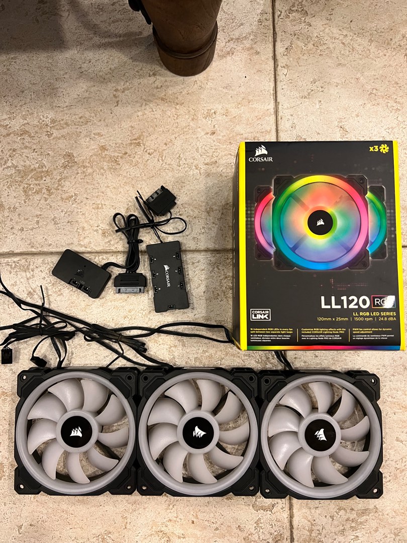 Corsair ll120 rgb 3 fan pack with lightning node pro, Computers & Tech ...