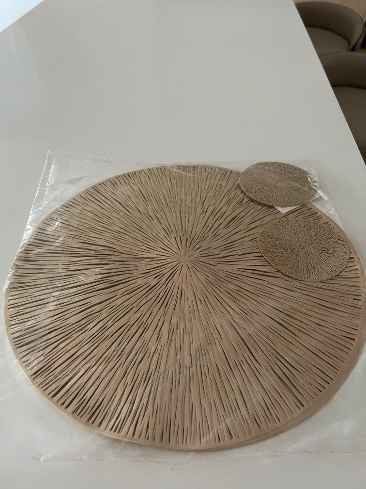 Dining matt golden circle with free coaster, Furniture & Home Living ...