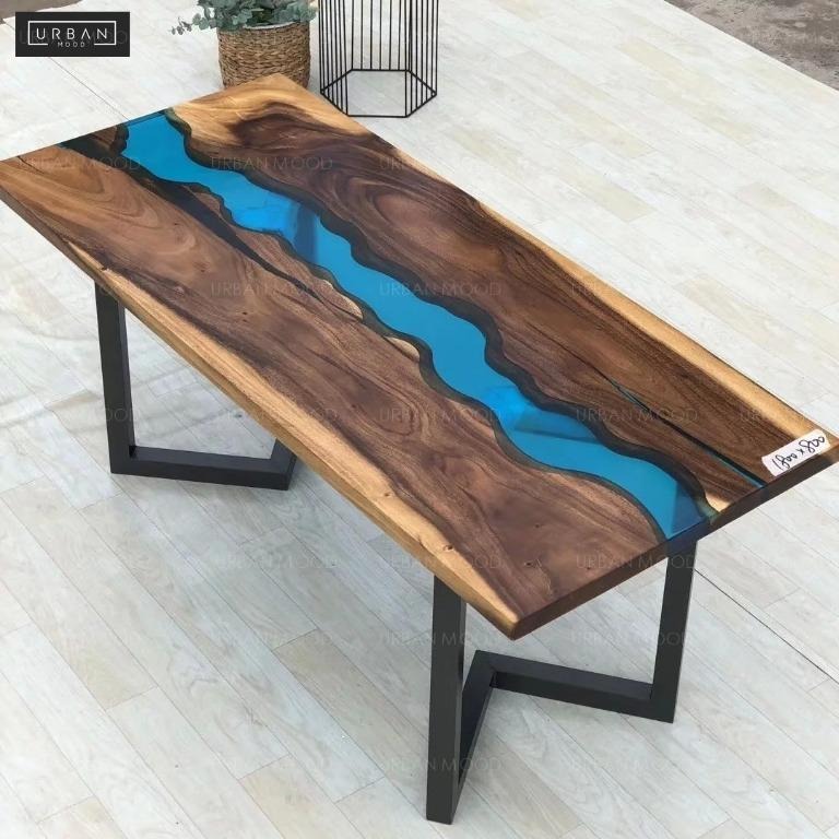 ELIX Solid Suar Wood Epoxy River Table, Furniture & Home Living ...