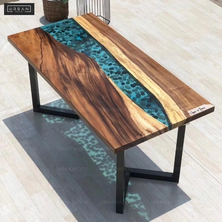 ELIX Solid Suar Wood Epoxy River Table, Furniture & Home Living ...