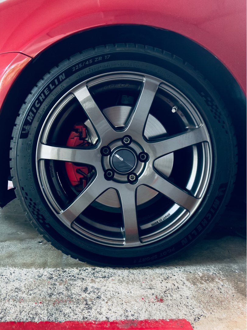 Enkei PF07 with Michelin PS5, Car Accessories, Tyres & Rims on Carousell