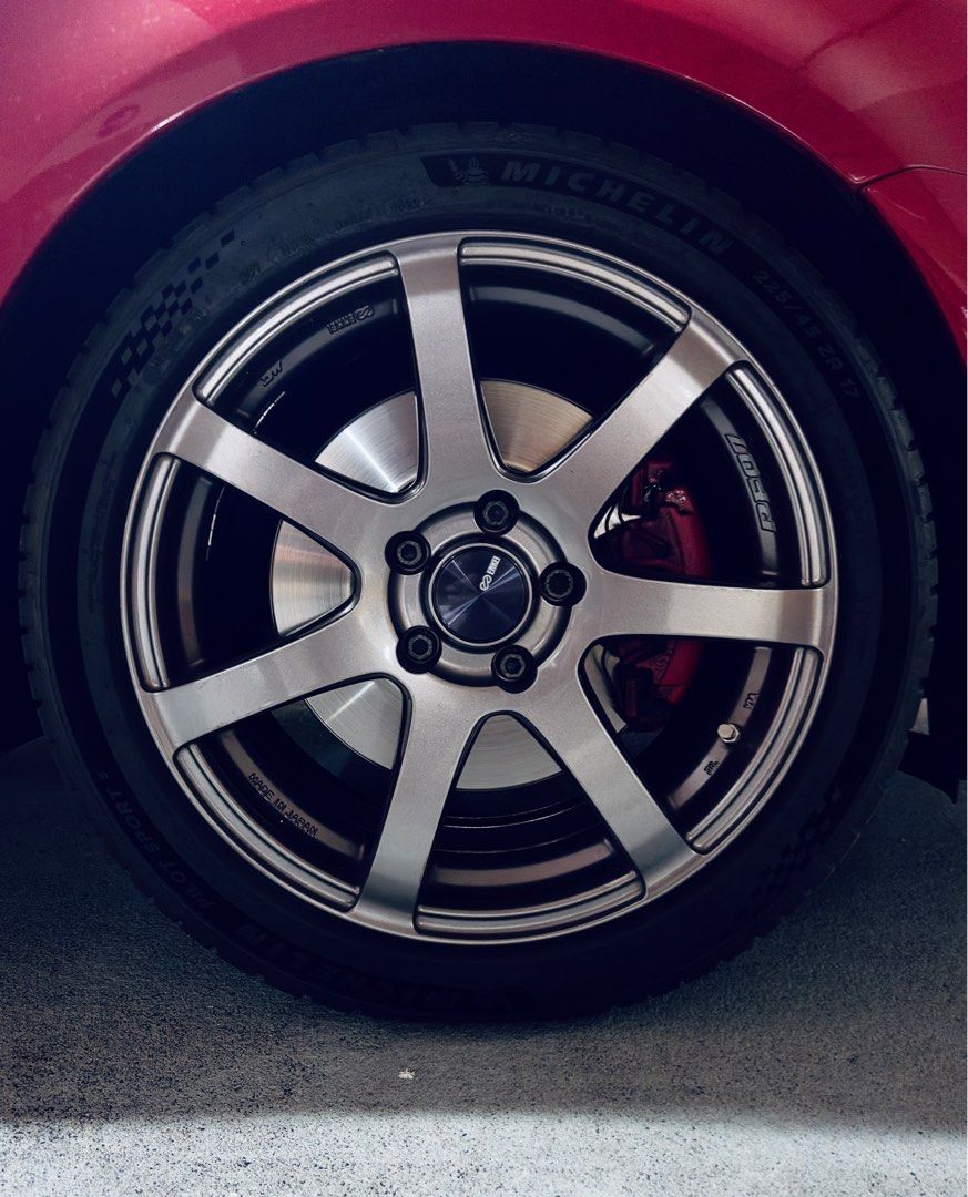 Enkei PF07 with Michelin PS5, Car Accessories, Tyres & Rims on Carousell