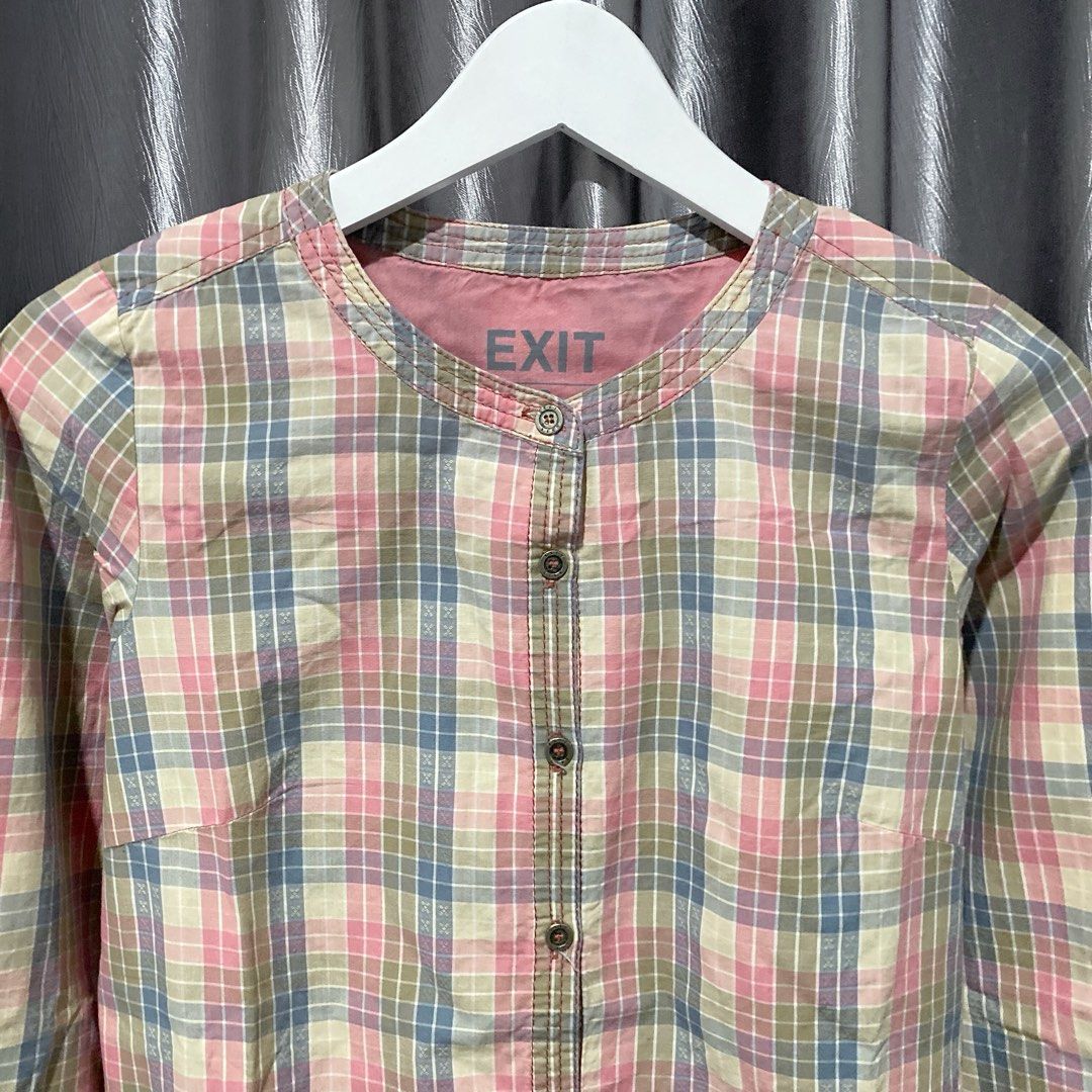 Exit Mididress Shirt Stripe Plaid / Kemeja Tunic Exit Garis Garis Kotak ...