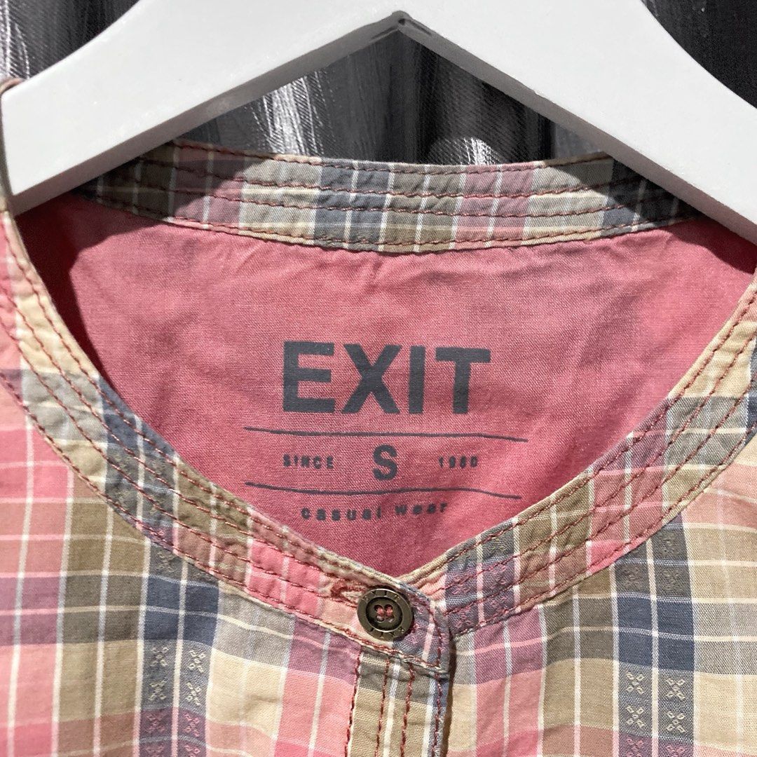 Exit Mididress Shirt Stripe Plaid / Kemeja Tunic Exit Garis Garis Kotak ...