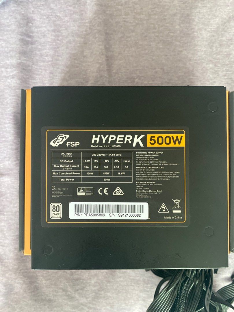 FSP Hyper K 500W 80 Plus 230V, Computers & Tech, Parts & Accessories ...