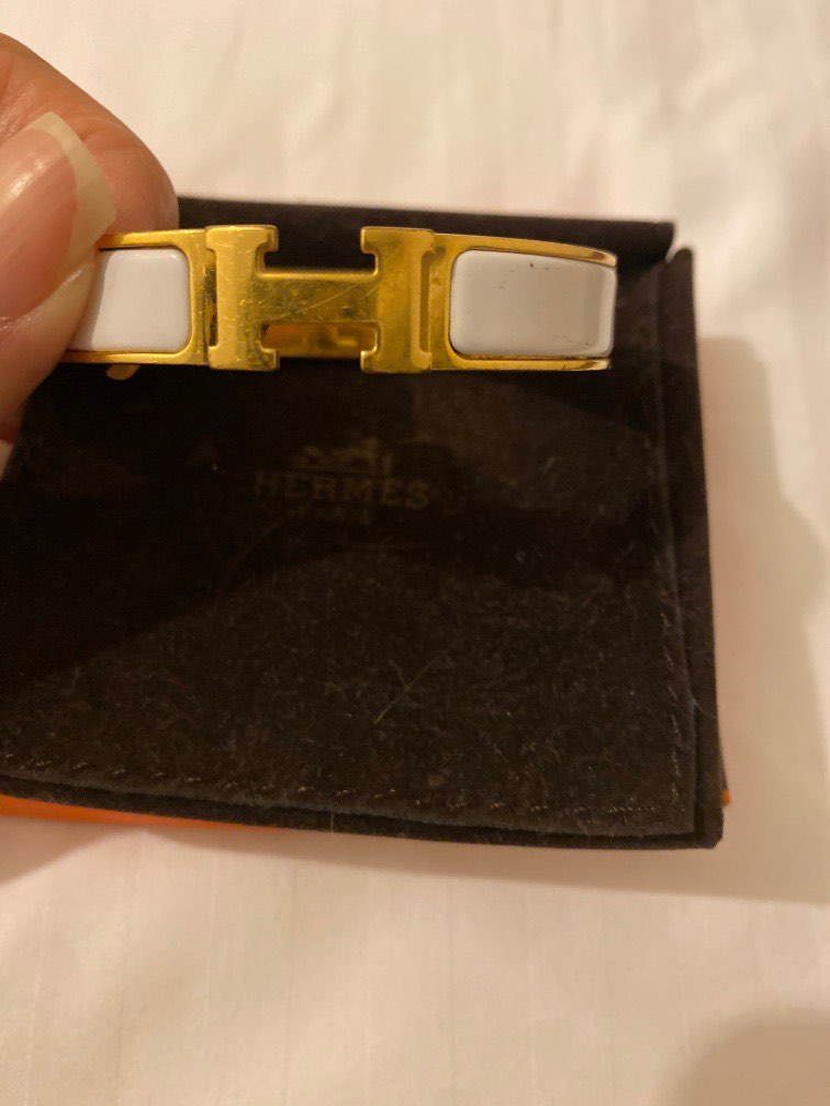 Hermes Clic Clac PM white, Luxury, Accessories on Carousell