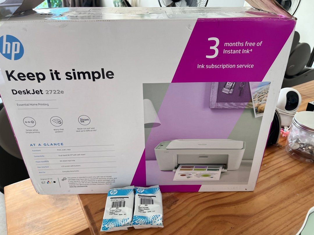 HP 2722e All-in-one Printer with 2 new ink cartridge, Computers & Tech ...