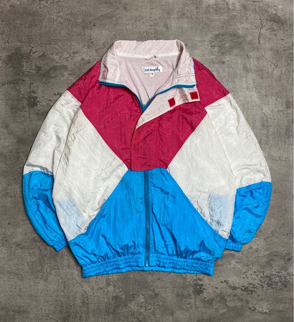 Jaket Vintage colorblock, Fesyen Pria, Pakaian , Baju Luaran di Carousell