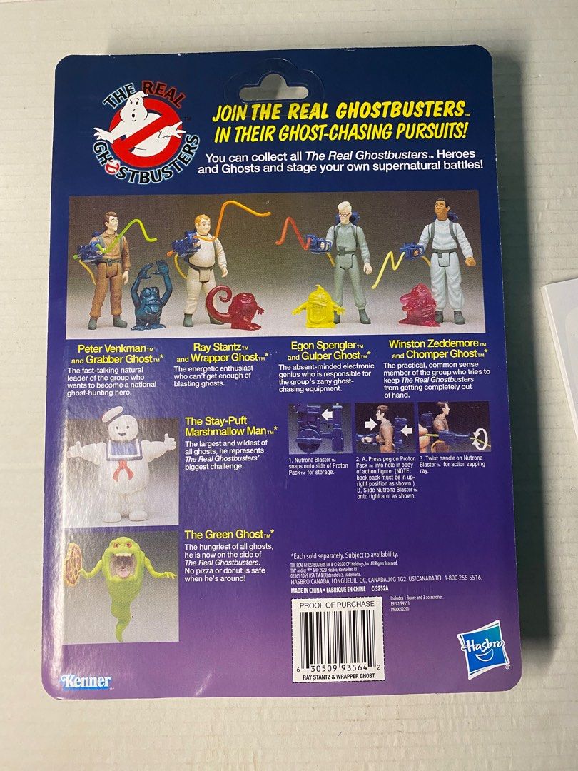 Kenner reissue classic Ghostbusters Ray Stantz & wrapper ghost with ...