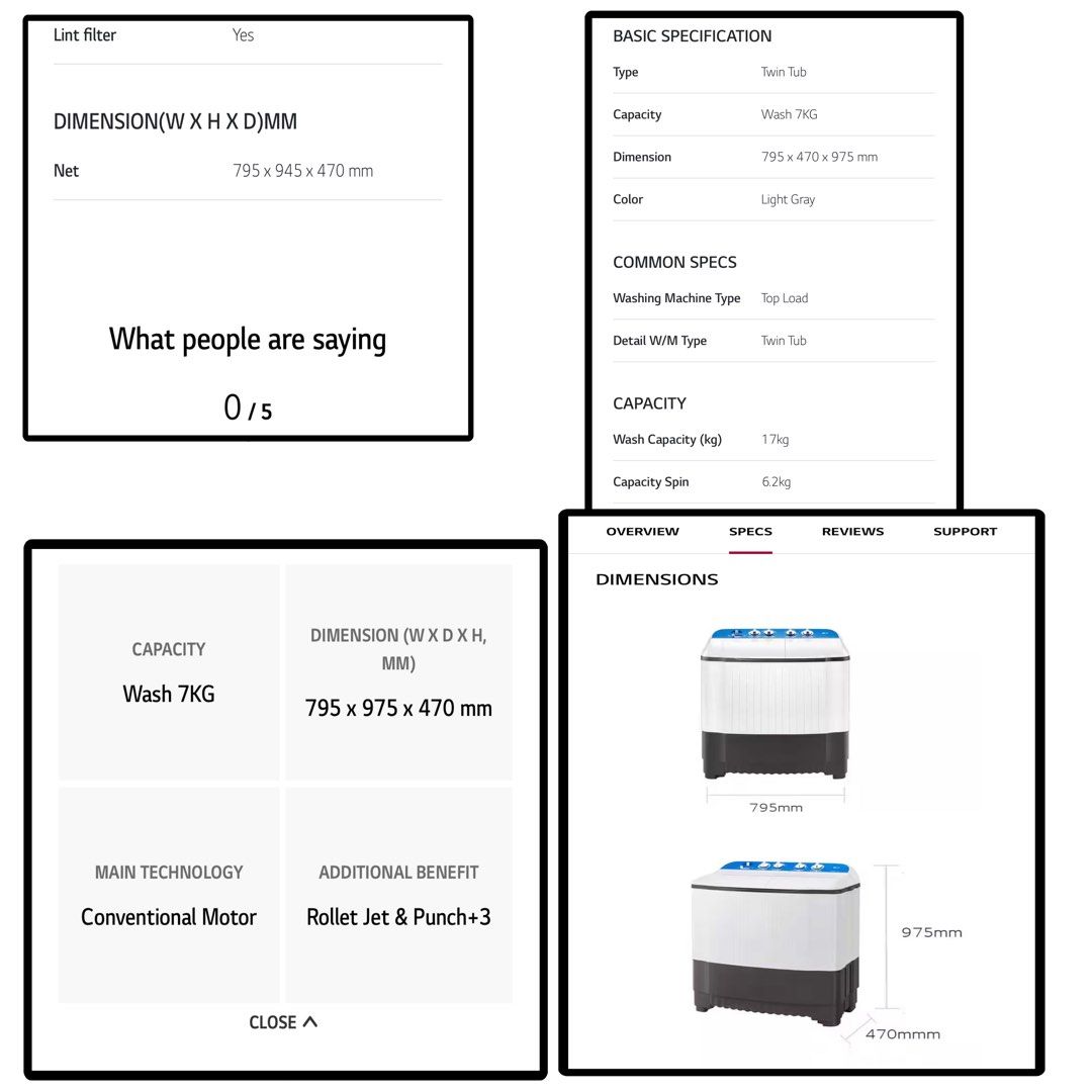 LG 7kg Semi Automatic Washing Machine P700R, TV & Home Appliances ...